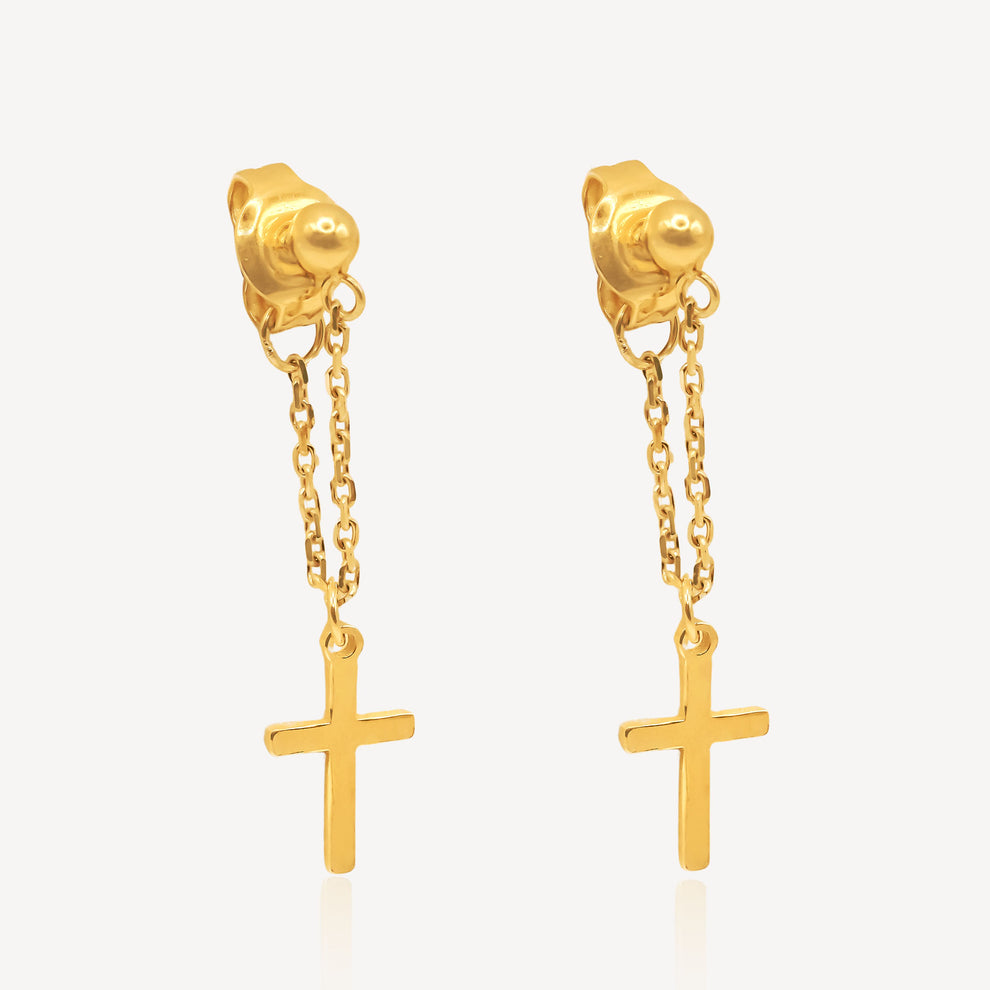 916 Gold Cross Earring – Top Gold Shop