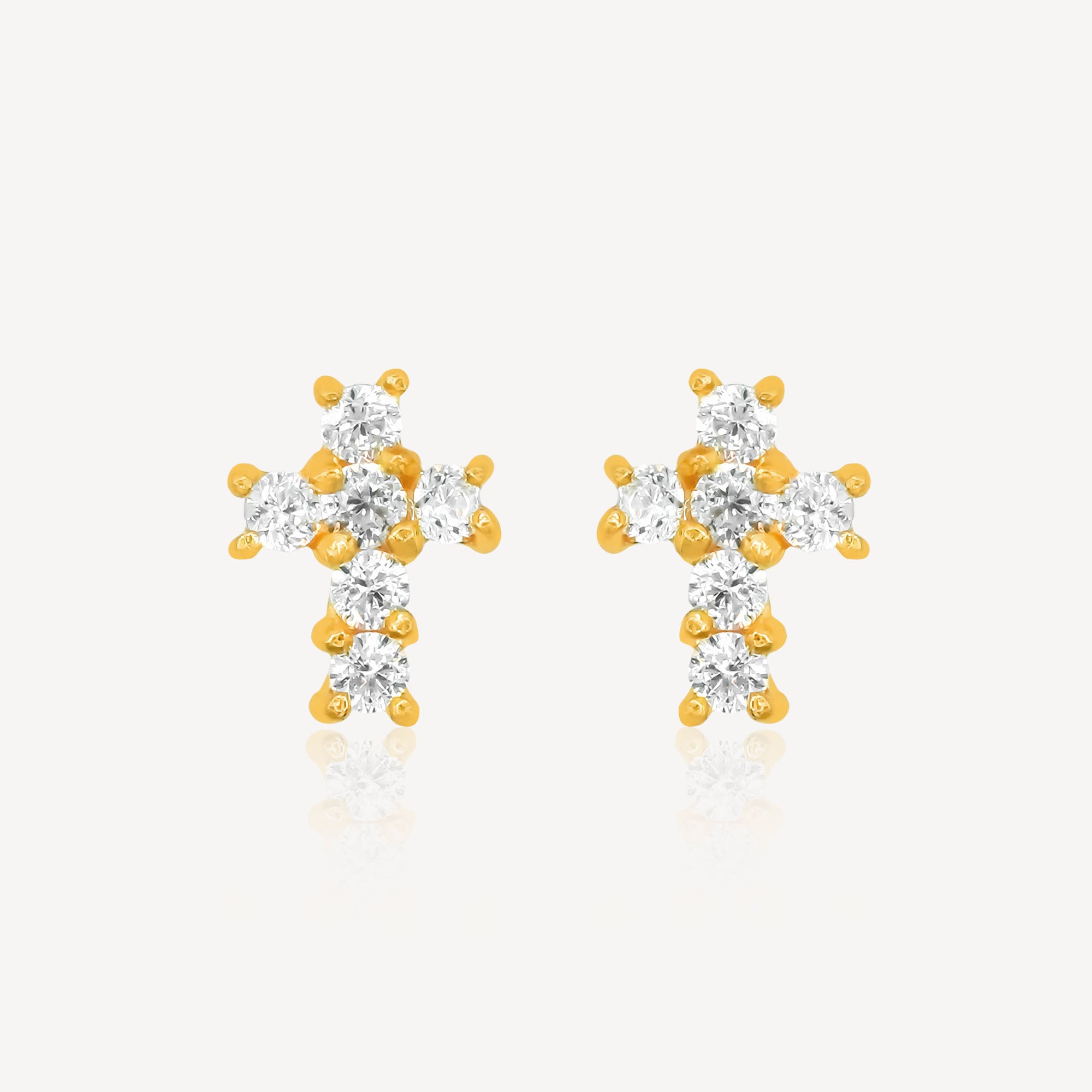 916 Gold Cross Zirconia Earring – Top Gold Shop