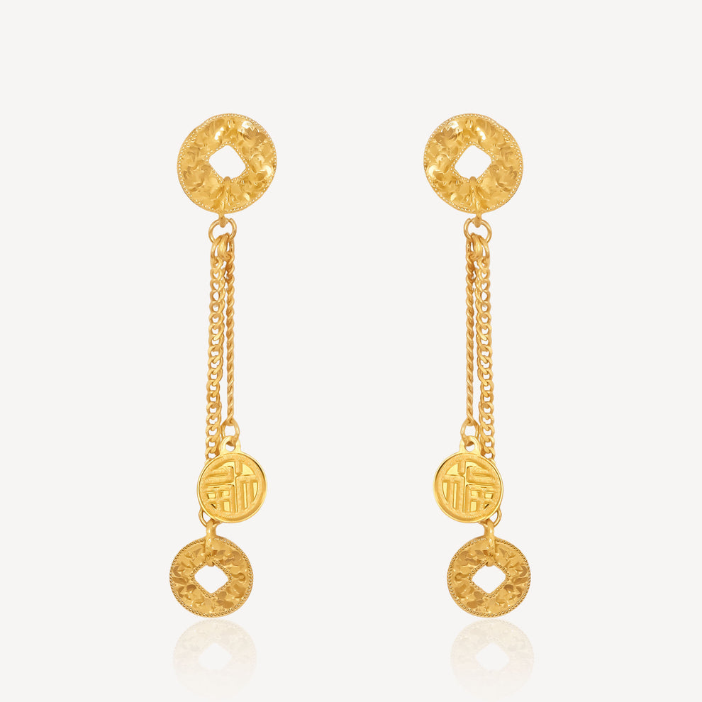 916 Gold Dangling Coin Earring – Top Gold Shop
