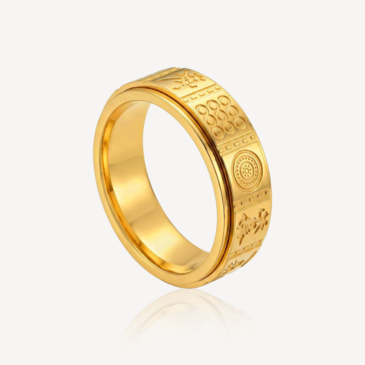 916 Gold Mahjong Ring (Rotate) – Top Gold Shop