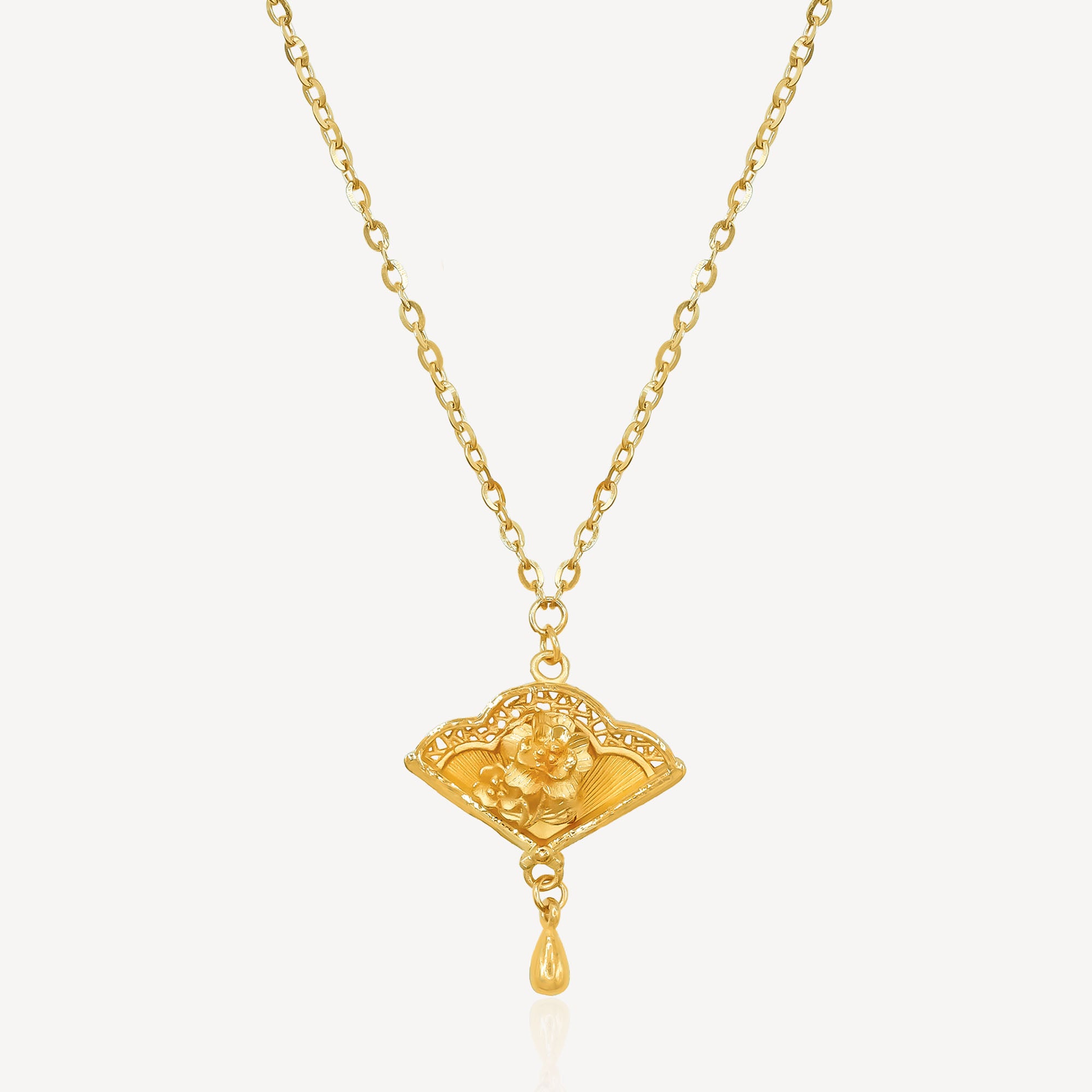 999 Gold Folding Fan & Flower Necklace – Top Gold Shop